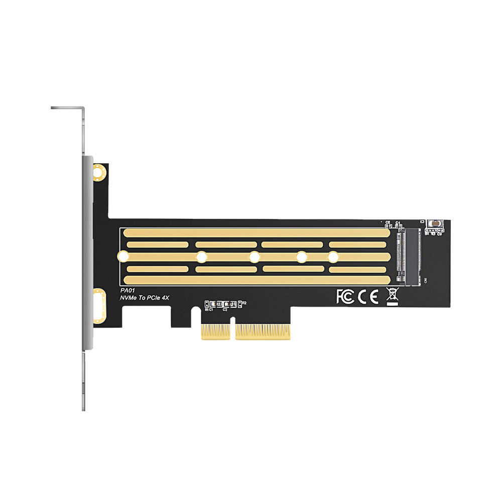Адаптерная карта M.2 в PCIe3.0 Конвертерная карта M.2 NVME PCIe SSD Поддержка SSD M-Key NVME PCIe 2230/2242/2260/2280/22110 Материал PCB Питание PCI-E Размер 14*6.3*0.4cm Вес approx.21.4g В комплект входят 1 адаптер, 2 металлических щитка, 1 отвертка, 1