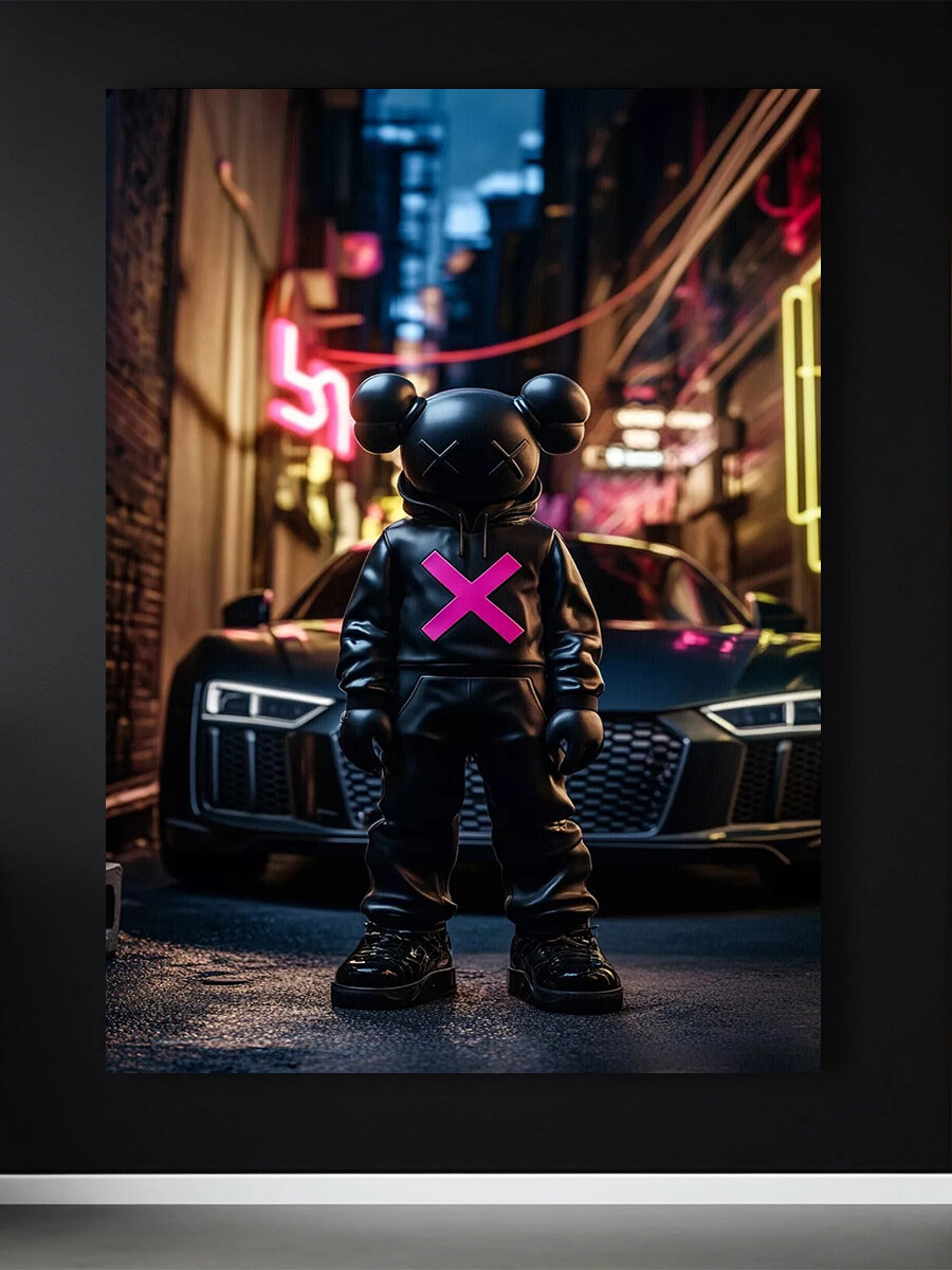 Картина интерьерная на стену - "KAWS / кавс, Mickey Mouse" , 60х80 см.