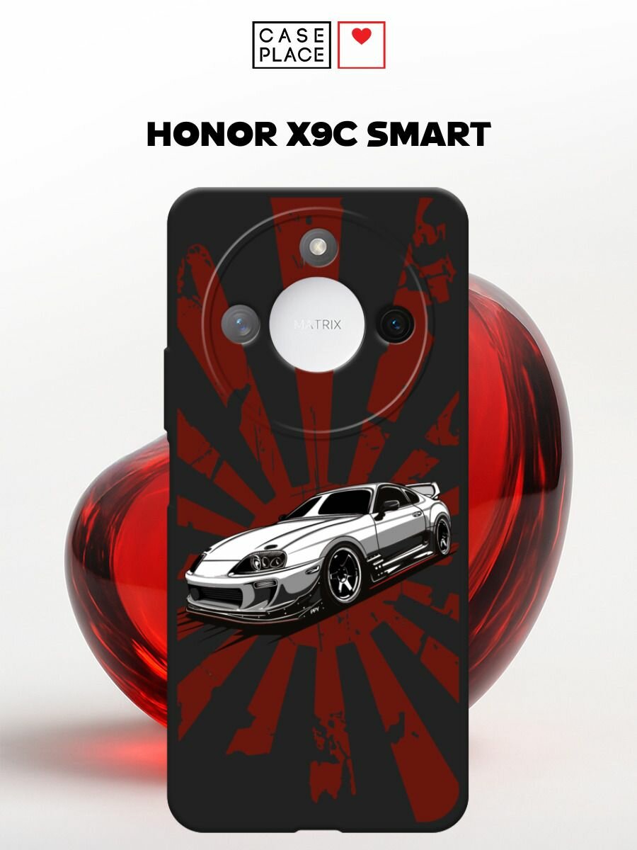 Черный матовый чехол на Honor X9C Smart / Хонор Х9С Смарт с принтом Спортивный автомобиль