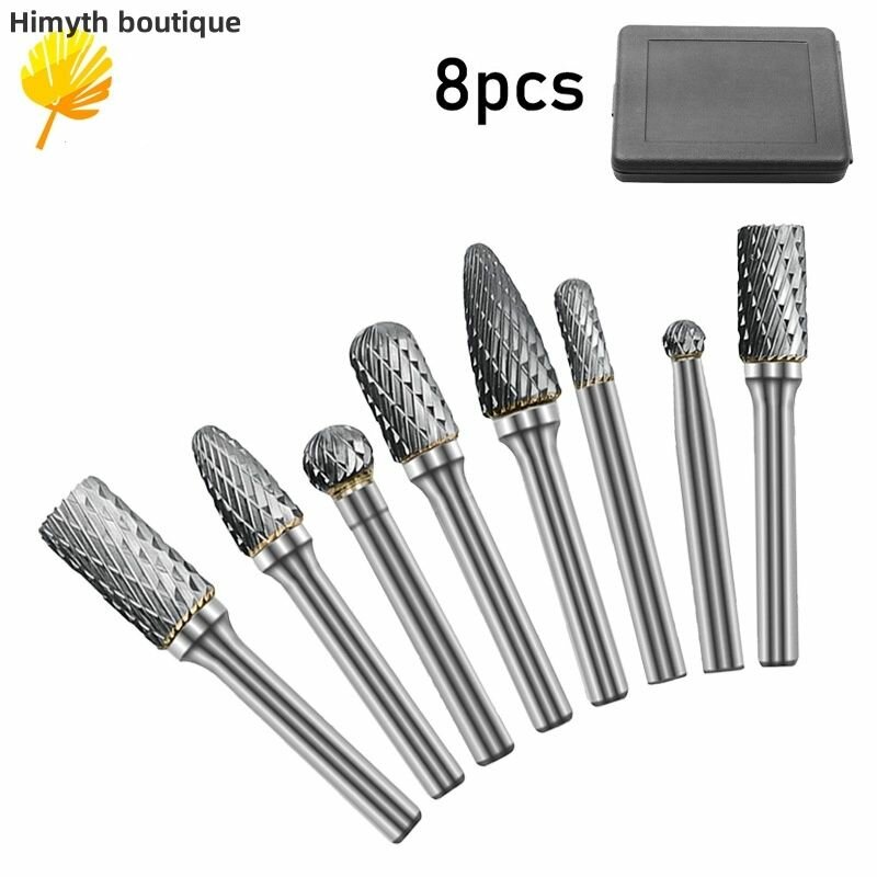 Борфрезы Genler 8шт. Набор фрез по металлу и дереву для дрели и гравера из карбида вольфрама.