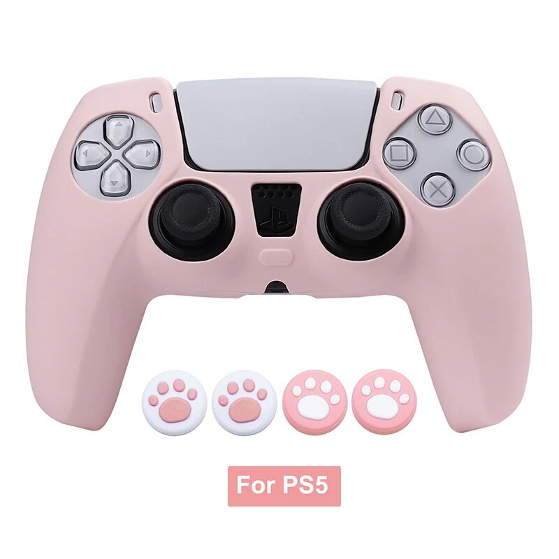 Розовый чехол для PS5 с накладками на джойстики