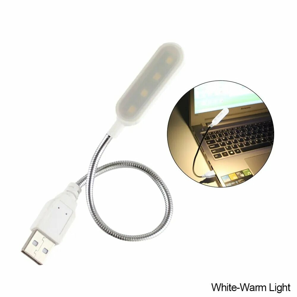 Портативная гибкая USB LED лампа для чтения: защита для глаз, ночник для ПК и ноутбуков