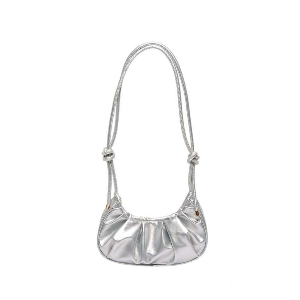 Модная темпераментная плиссированная сумка через плечо, универсальная трендовая корейская версия портативной сумки для пельменей подмышками-серебристый