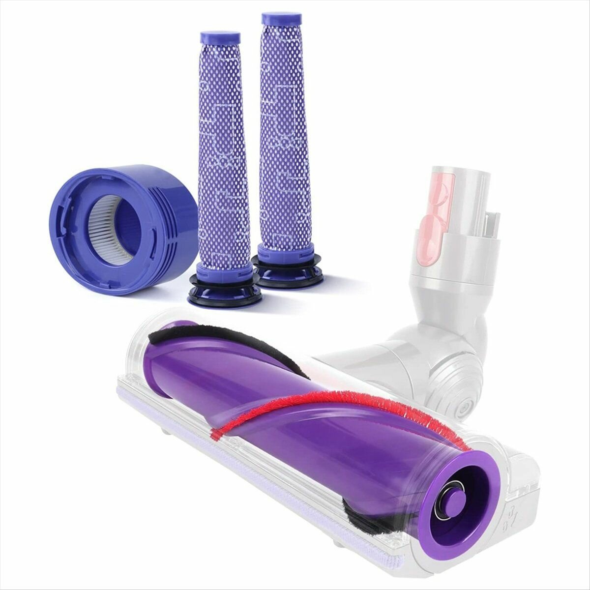 Комплект из роликовой щетки и фильтра HEPA до и после уборки, совместимый с пылесосом Dyson V8. Запасные части.