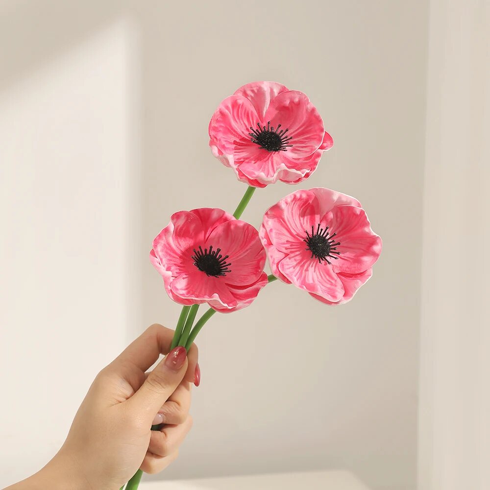 Искусственные розы из шелка, букет, 1/3/5 шт. Розовый, 3Pcs, Rose Red