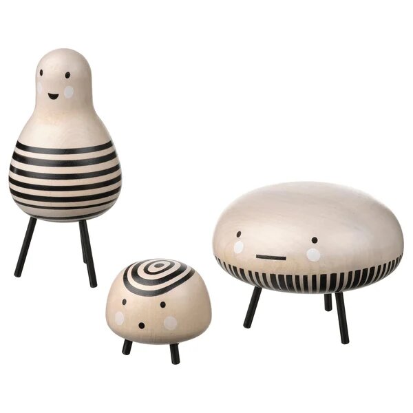 Декоративная фигура DVÄRGTALL, комплект из 3 штук, цельный лад/черный