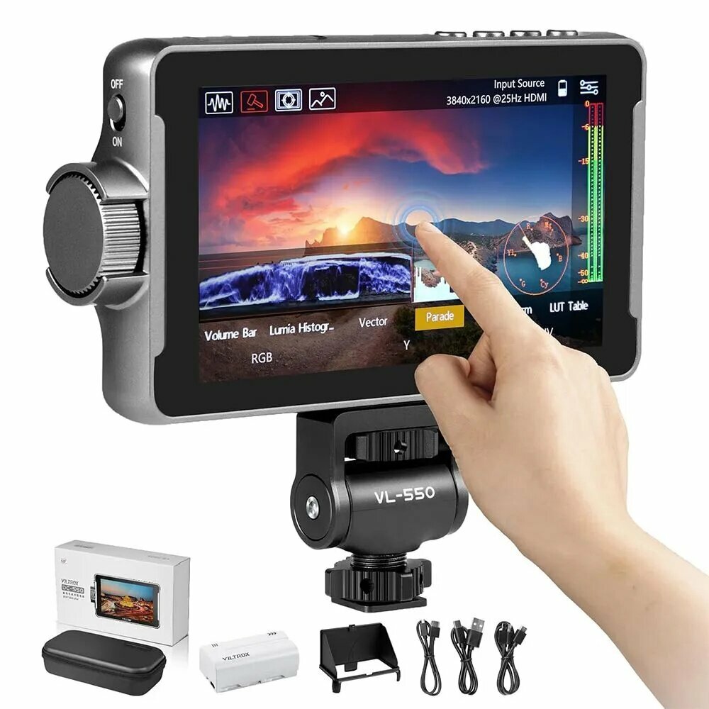 VILTROX DC-550 Pro Сенсорный экран 4K HDMI Монитор поля камеры 5,5 дюйма 3D LUT IPS HD 1920x1080 с аккумулятор