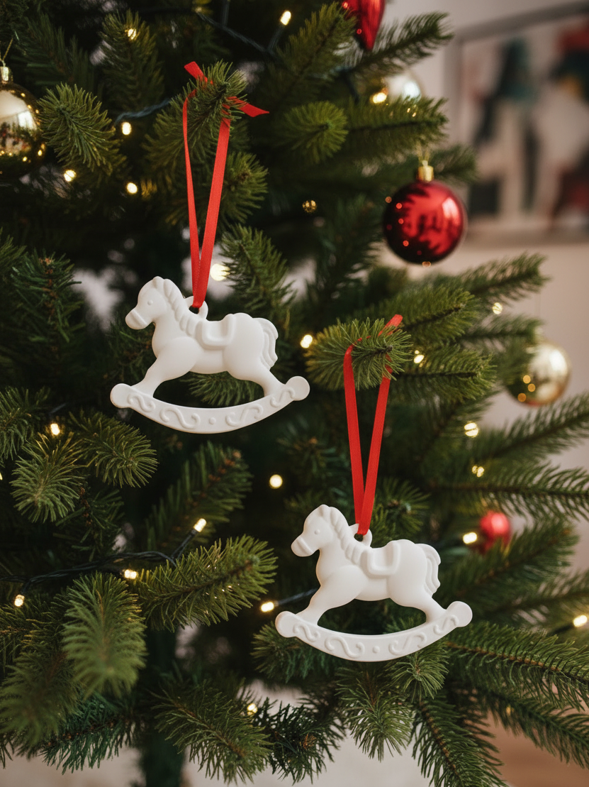 Набор ёлочных игрушек "Лошадки", гипс, ручная работа, 2 шт, белые