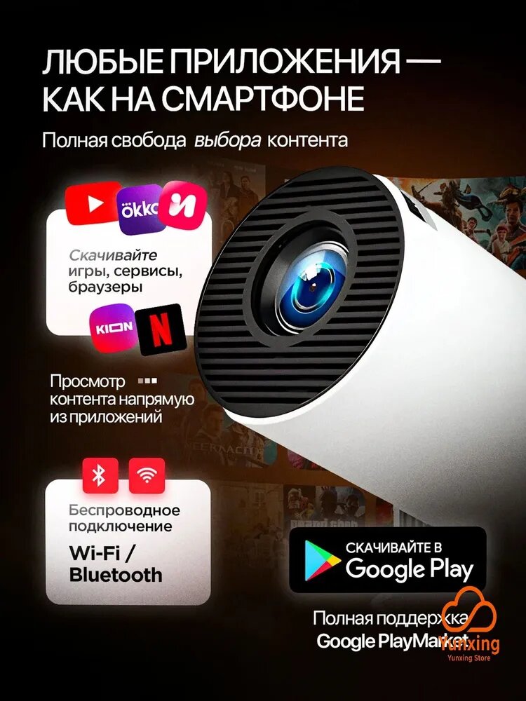 Гобо-проектор белый 4K 3840x2160, контрастность 1500:1, Wi-Fi, пульт ДУ — фото 1