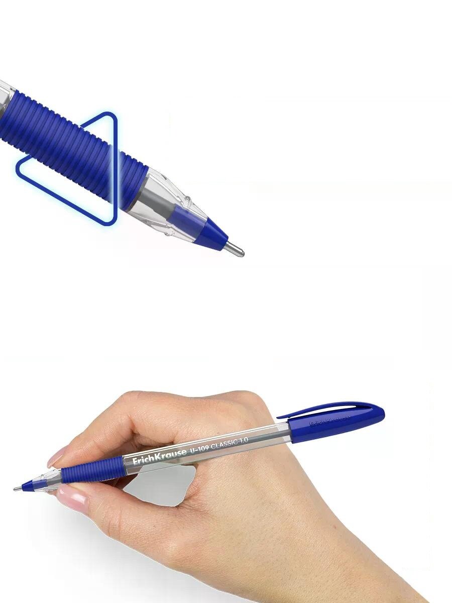 Набор ручек шариковых ErichKrause U-109 Stick Grip, Ultra Glide, 8 штук, узел 1 мм, синий