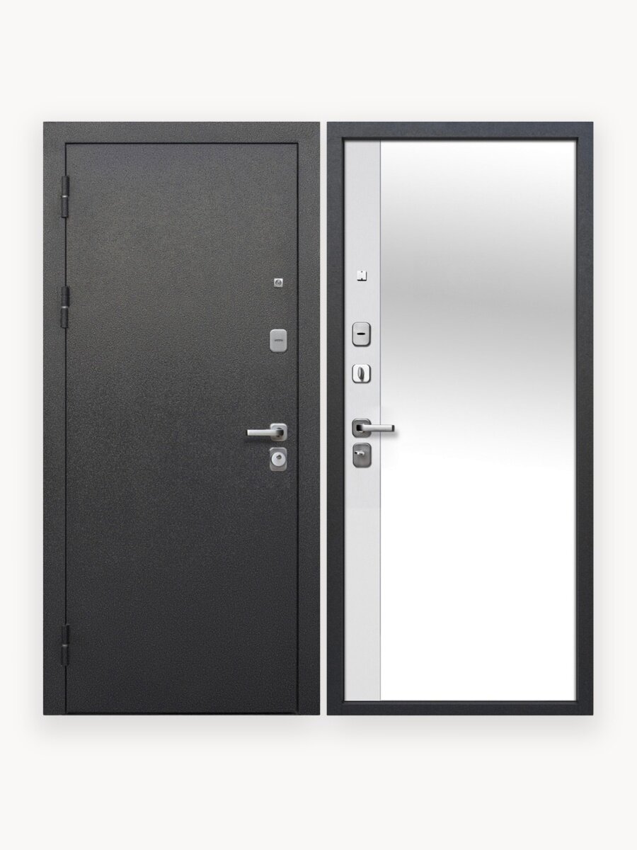 Входная дверь Ferroni 9 см серебро эмалит белый зеркало (960мм) левая