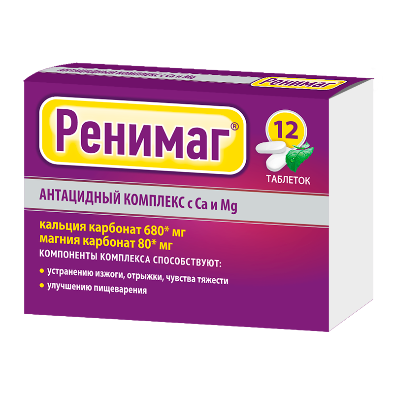 Ренимаг Комплекс Кальция Карбоната И Магния Карбоната 680Мг+80Мг Мята Таб.№12