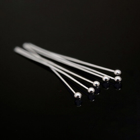 Пины с шариком, 30х0.511мм, Корея, базовый материал - латунь, под родий, 2 грамма