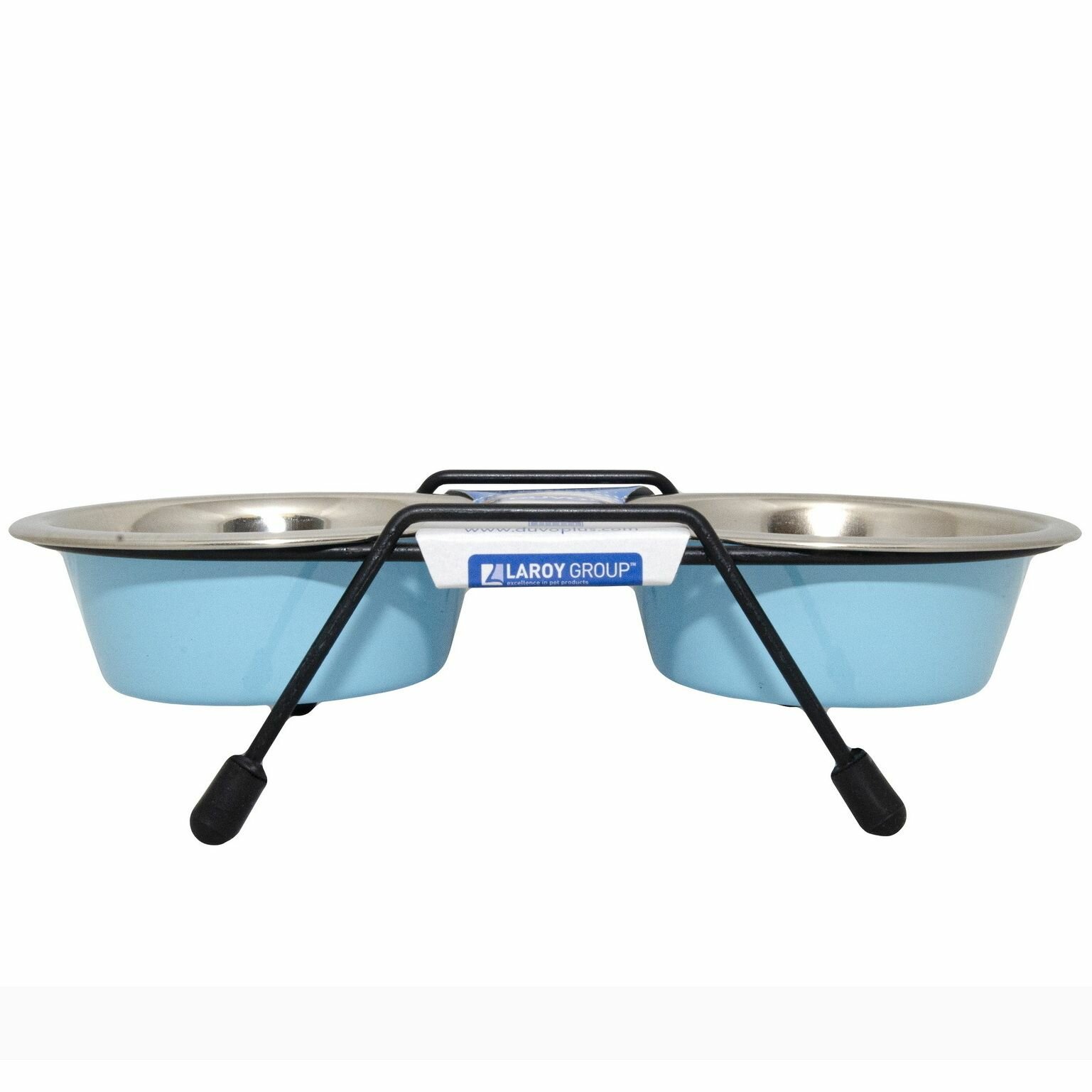 Миска для животных металлическая двойная на подставке DUVO+, голубая, D13см/470мл (Бельгия)