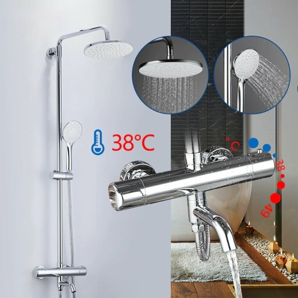 Душевая система с термостатом и тропическим душем GAPPO G2490 хром