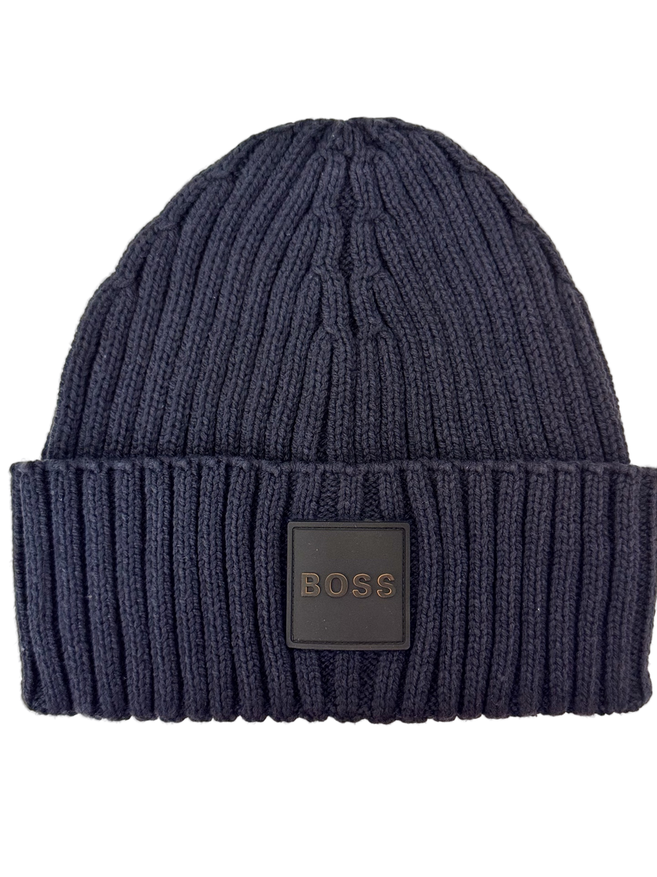 Шапка вязаная с логотипом BOSS, тёмно-синего цвета, р. 54-58