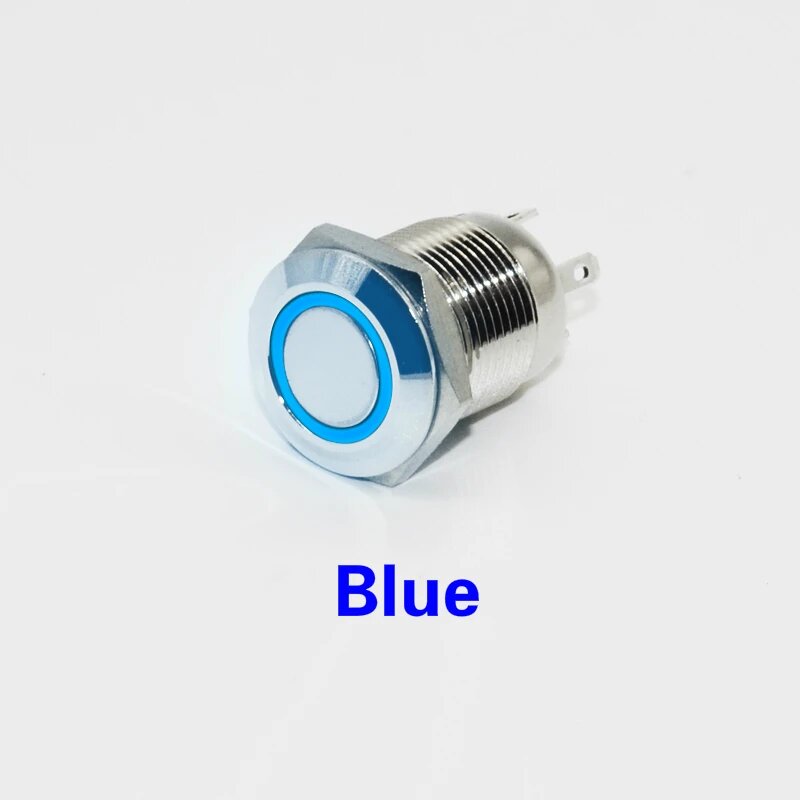 Металлический кнопочный выключатель WELDSEEN 12 мм Latching-self lock, Blue LED, 3-6V