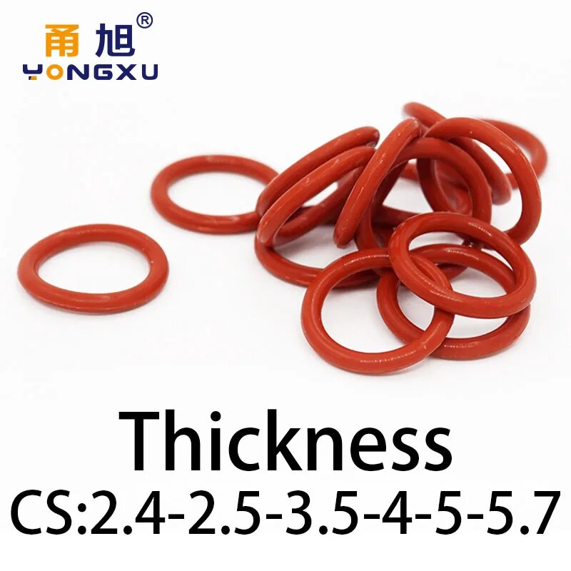 VMQ уплотнительное кольцо толщиной 2,4/2,5/3,5/4/5/5,7 мм CS силиконовая красная термостойкая прокладка резиновая в комплекте по спецификации1