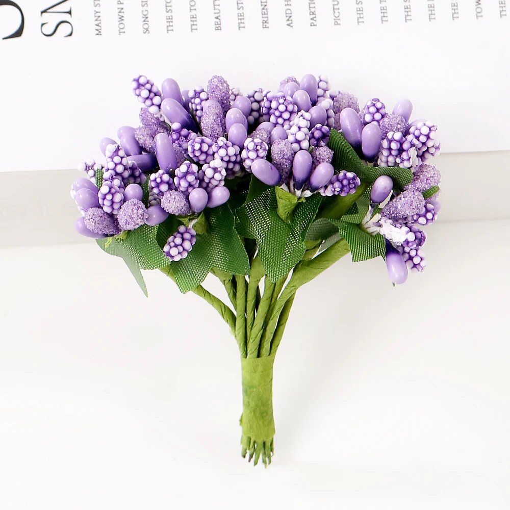 Искусственные цветы тычинки шелковые QIANHUAYU для рукоделия Сиреневый, 72Pcs, Purple