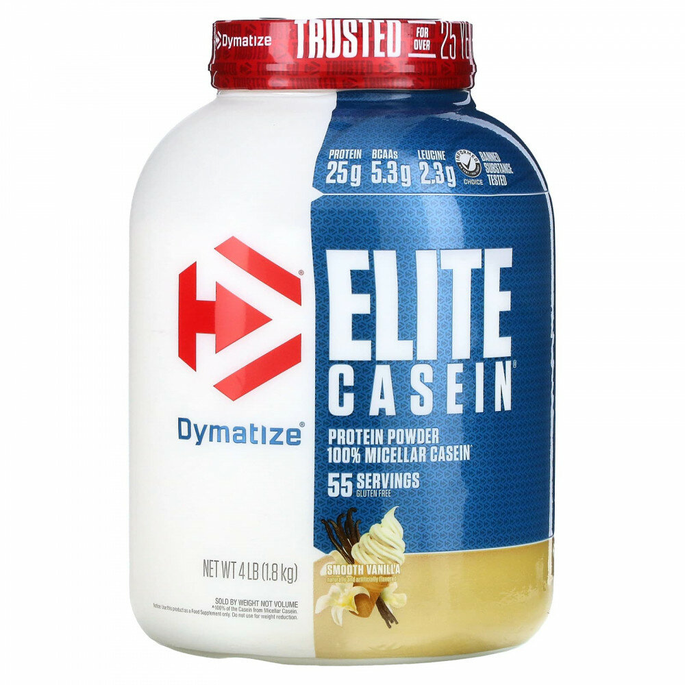 Dymatize, Elite Casein®, с ванильным вкусом, 1,8 кг (4 фунта)