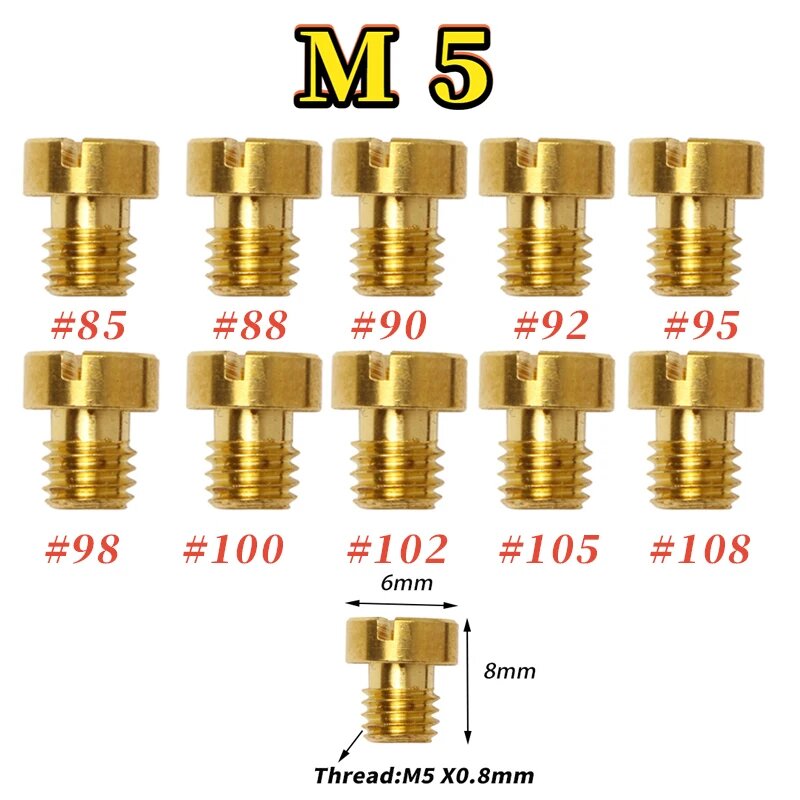 Упаковка из 10 шт. основная струя карбюратора M4 M5 с резьбой 5 мм 6 мм для DellOrto BGM Motoforce, форсунка карбюратора, размер 40-205 M5 (85-108)