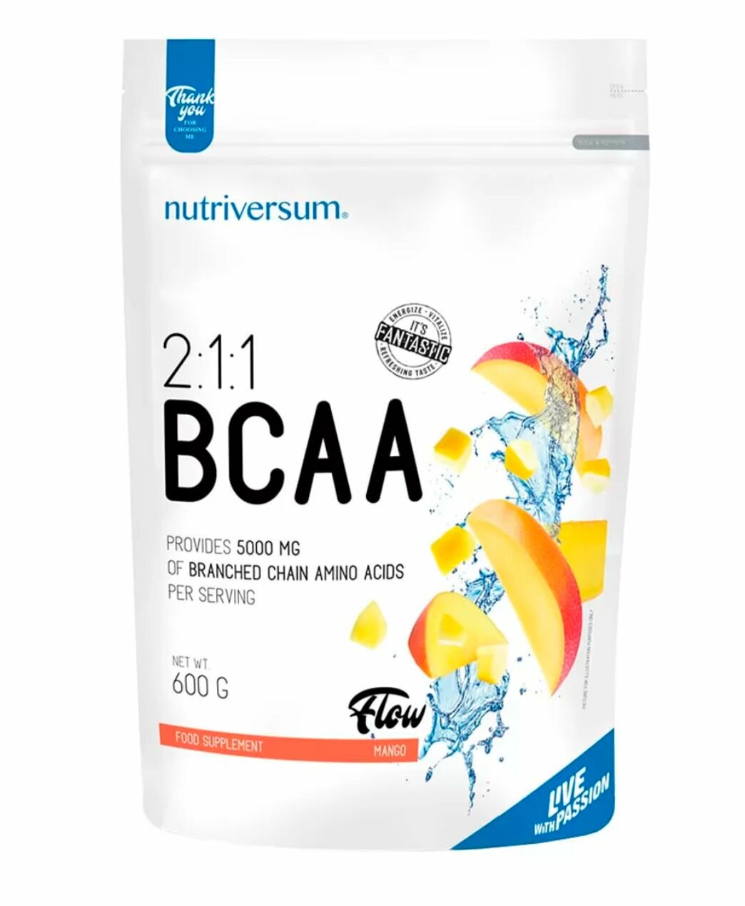 Аминокислоты Нутриверсум Nutriversum FLOW - 2:1:1 BCAA со вкусом апельсина 600 гр