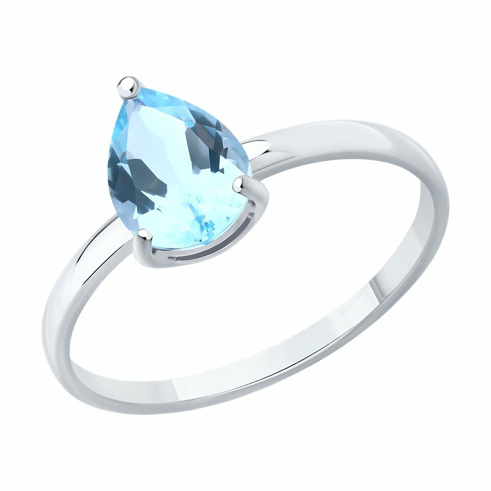 Кольцо, серебро, 925 проба, родирование, топаз