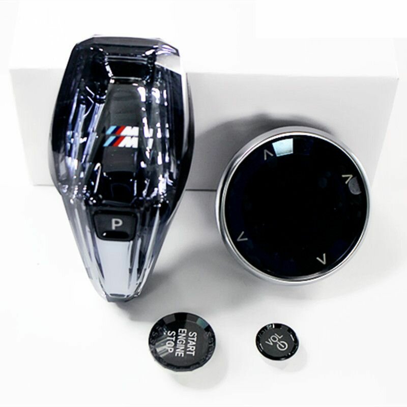 Комплект переключателей и ручки АКПП для BMW X5 X6 X7 G05 G06 G07 G20 Crystal, цельная ручка АКПП (хрустальная) с логотипом M