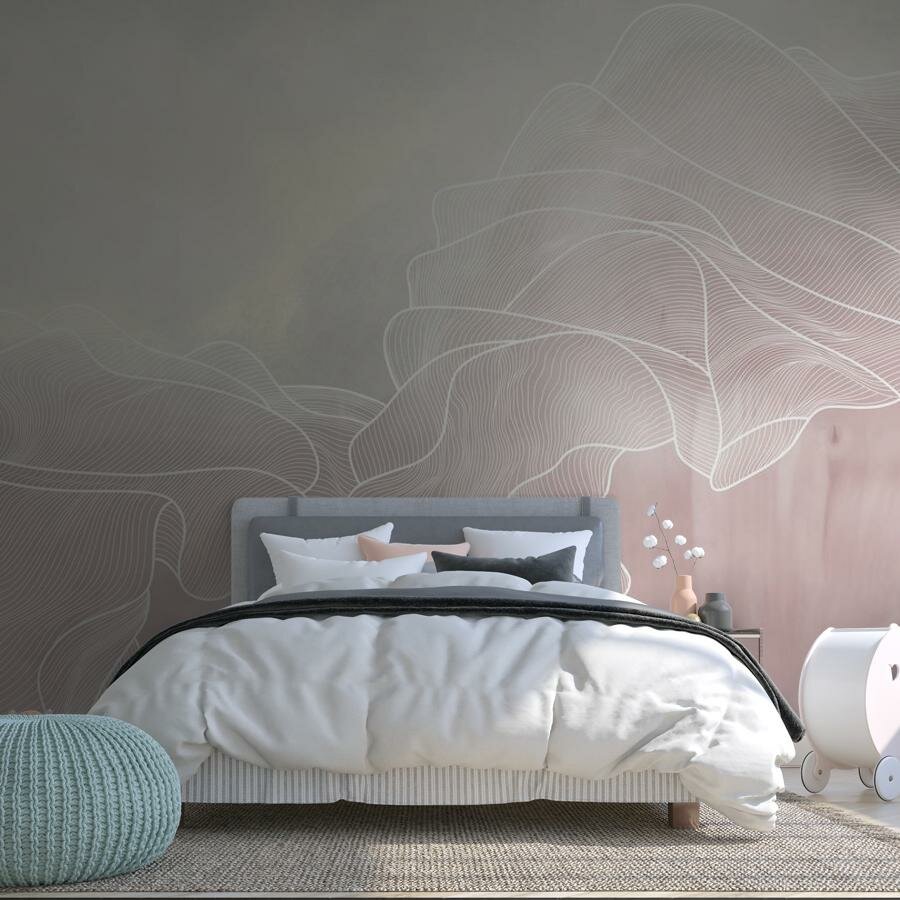 Фотообои Линии белые на розовом 14-940-XL-Песок 270 x 500 см (ВхШ) Метровые, флизелиновые, влагостойкие обои