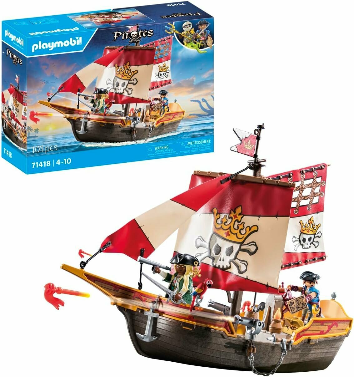 Пластиковый конструктор Playmobil Пираты 71418 Пиратский Корабль