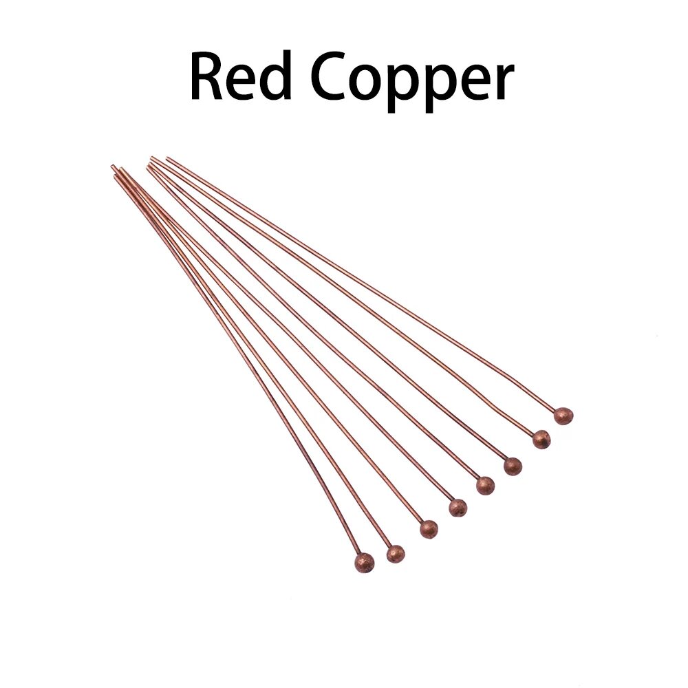 Медные булавки с шаровой головкой AGCFABS 16-50 мм 8 цветов Красный, 40mm, Red Copper
