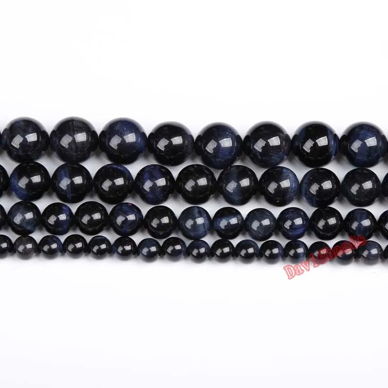 Бусины тигровый глаз агат MOON BEADS 4-12 мм Черный, 8mm about 46pcs, Dark Blue tiger