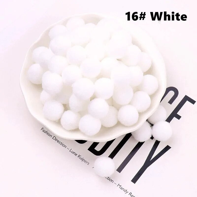 Полиэстеровые помпоны Makaron, разноцветные, 8/10/15/20/25/30 мм Белый, 10mm 144pcs, 16white