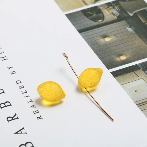 Лимончик из стекла для бижутерии, цвет 3-transparent lemon