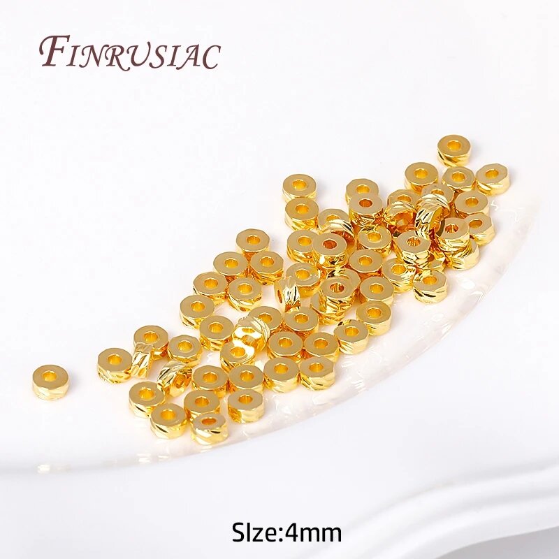 Золотые бусины FINRUSIAC 3 мм и 4 мм для украшений 100 pcs, 18K Gold Plated-4mm