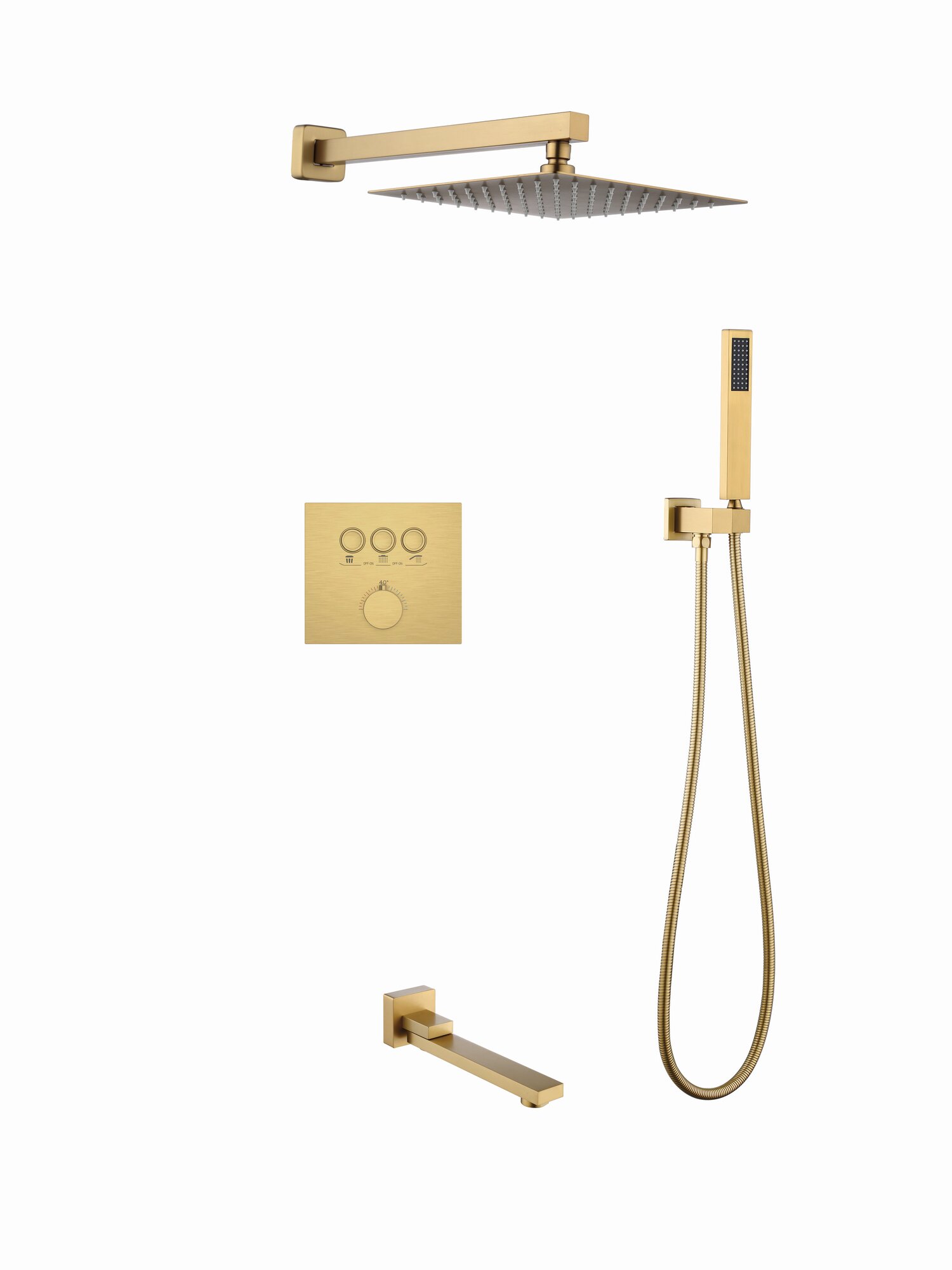 Душевая система скрытого монтажа с термостатом KERN 5088 матовое золото