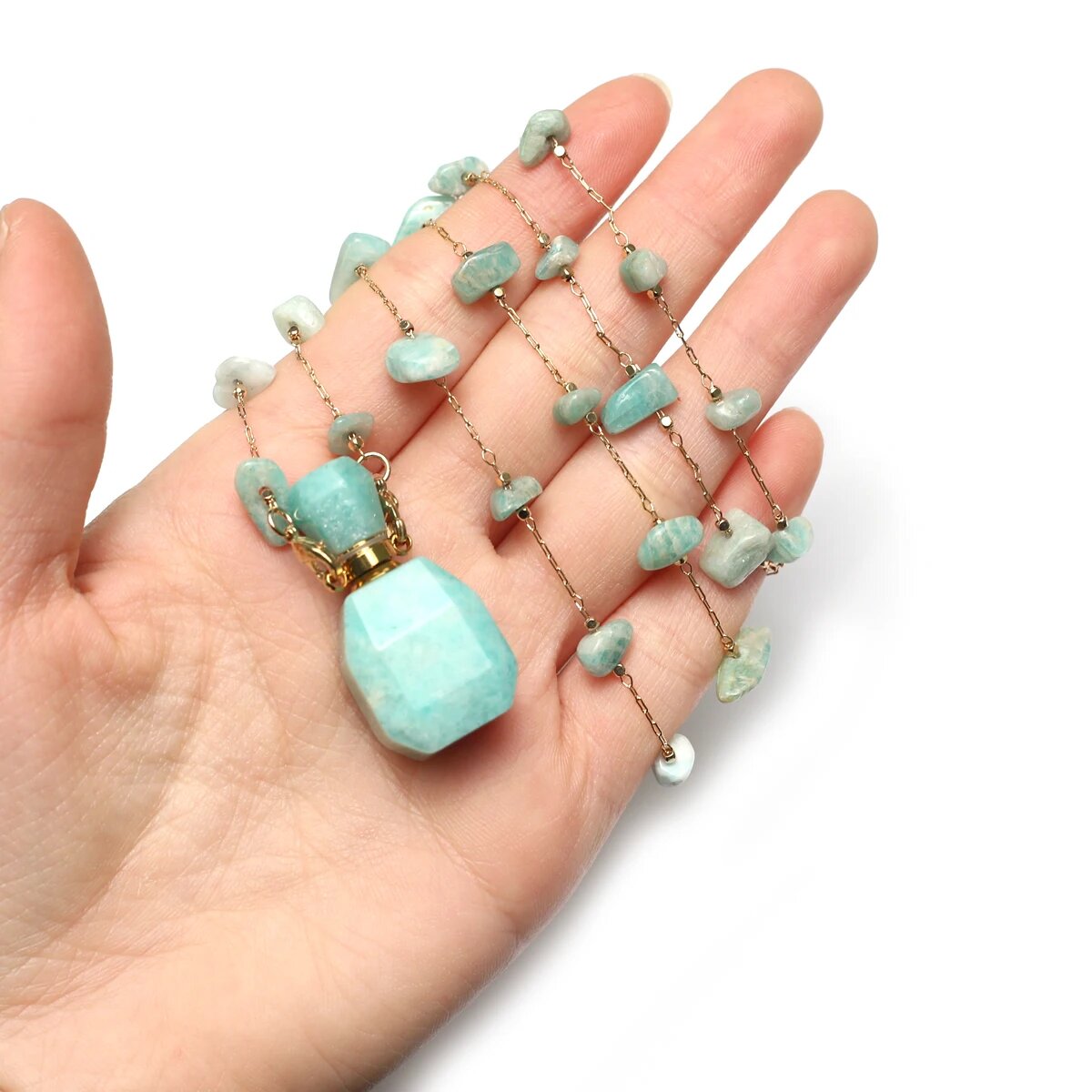 Подвеска с перламутром из натурального камня Amazonite