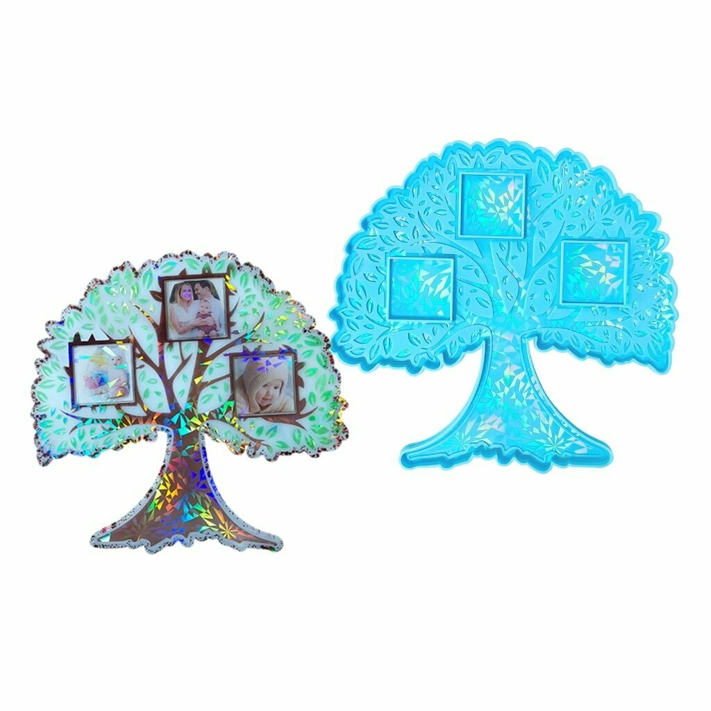 Ручной инструмент ювелирный, Силиконовая форма для кристальной капли DIY голографической рамки с большим деревом - синий, 1 шт