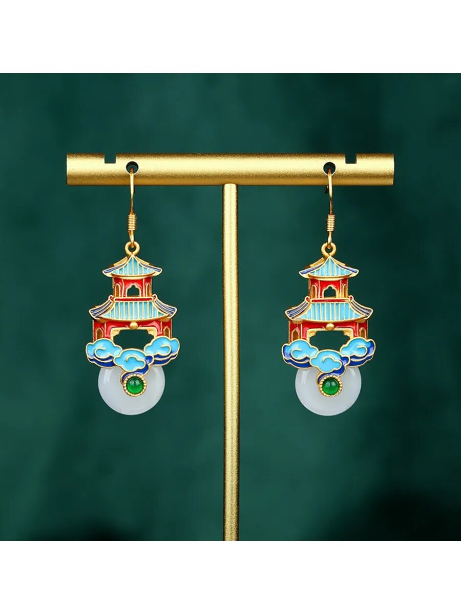 Серьги, агат синтетический