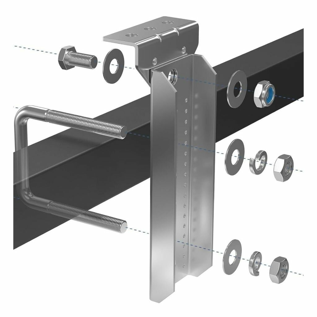 Опорная стойка двухъярусного кронштейна прицепа с регулируемыми U-образными болтами для надежного крепления на корпусе