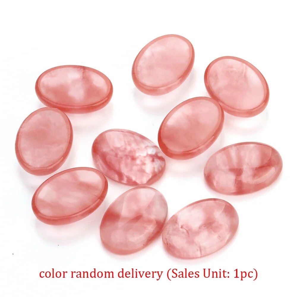 Натуральные кабошоны из агата, тигрового глаза, лазурита и аметиста Розовый, 30x40mm-1pcs, Watermelon Red Glass