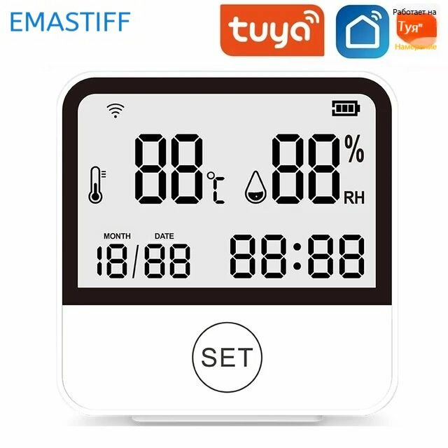 Датчик температуры и влажности tuya, поддержка яндекс. алисы, Xiaomi smart home, приложение smart life