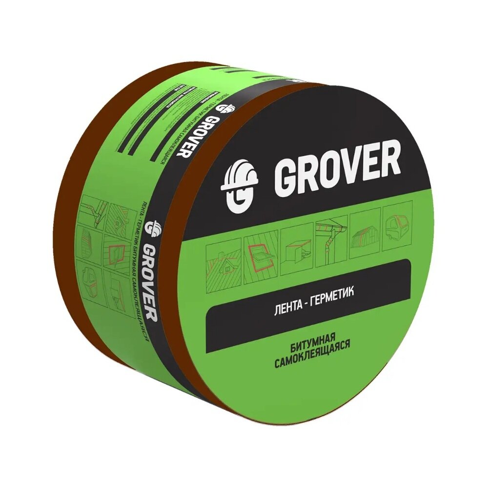 Лента-герметик GroVer, битумная, темно-коричневая, 10м х 10см