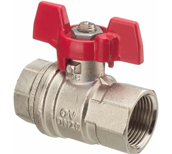Кран шаровой, Oventrop, Optibal, полнопроходной, DN-25, 1", ВВ, PN, бар-16, ручка-бабочка, латунь, н