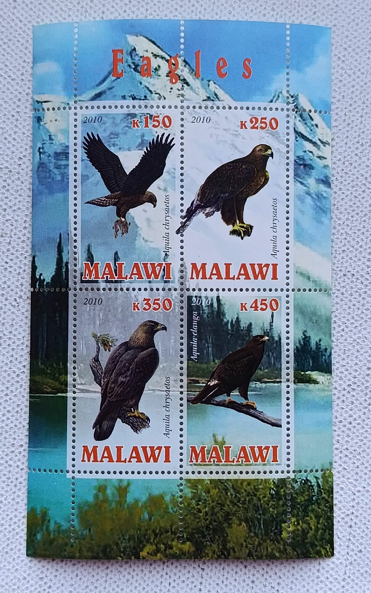 Малави Блок марок "Орлы" 2010 год с зубцовкой