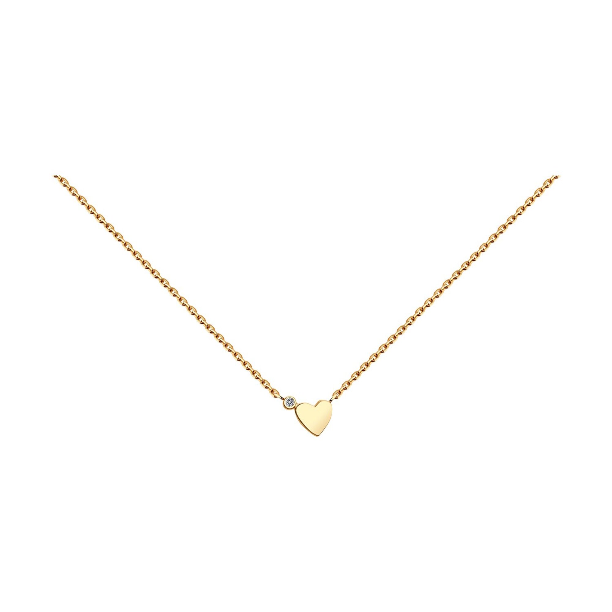 Колье, серебро, 925 проба, золочение, фианит