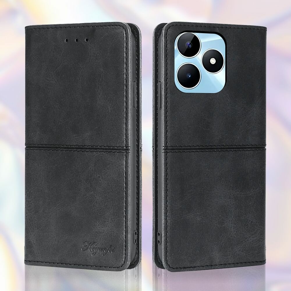 Чехол книжка подходит для Realme Note 50/ Чехол-книжка на Реалми Ноте 50, противоударный, черный