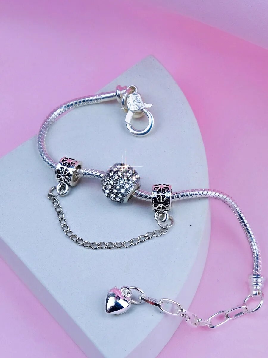 Браслет, стразы, стекло, кристалл