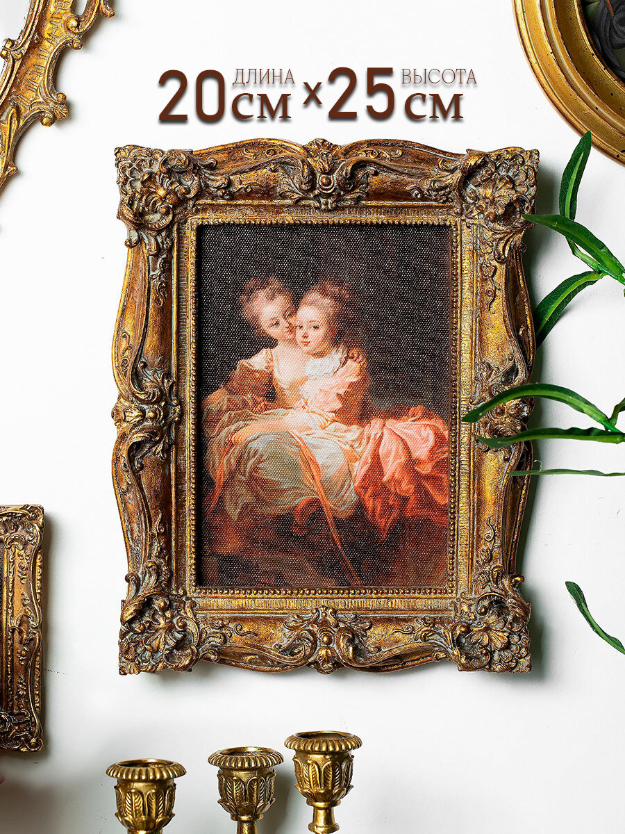 28-232 Картина настенная Сестры, масло, под старину 20x4x25см, полисмолы, холст, Glasar