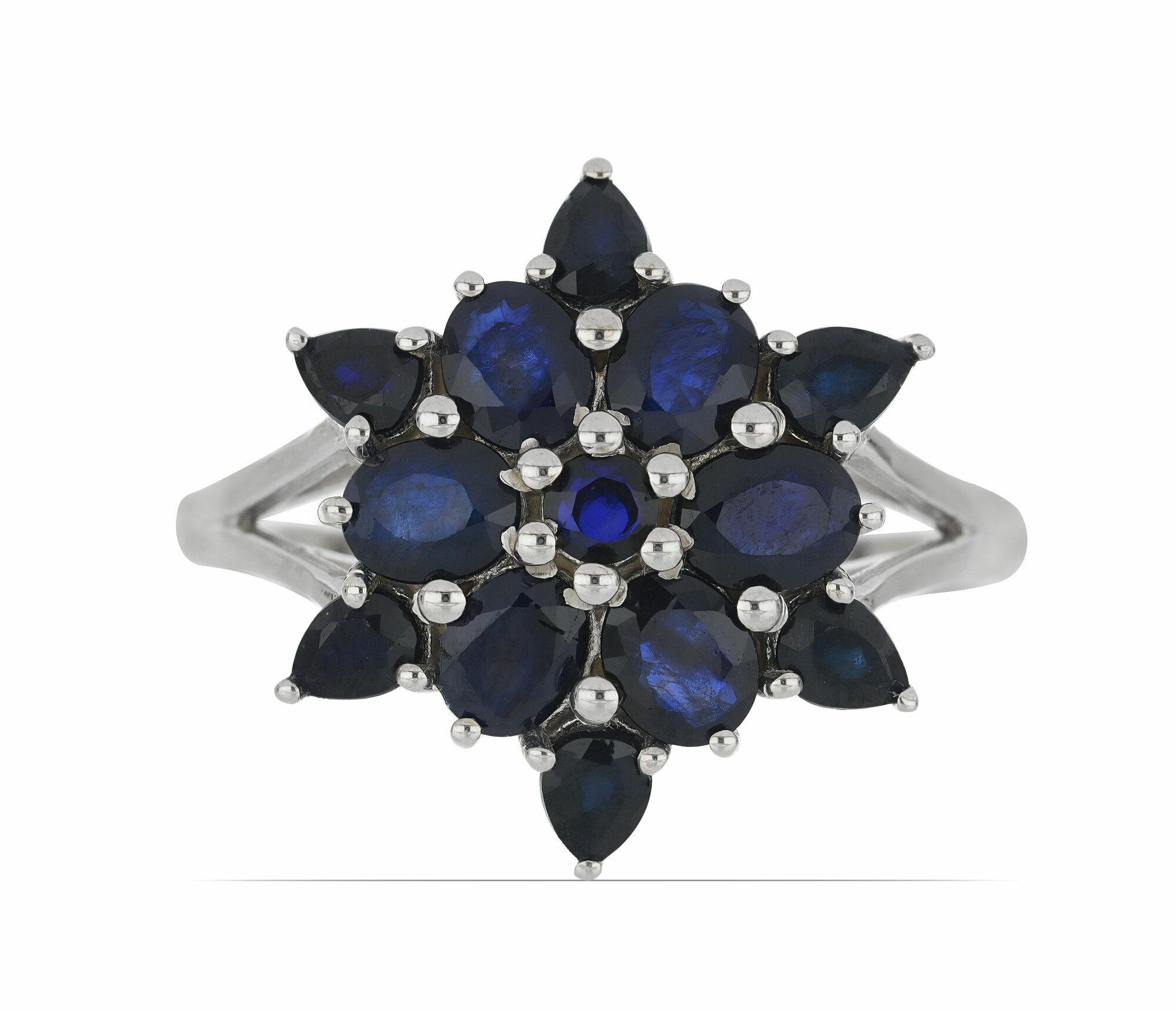 Кольцо, серебро, 925 проба, родирование, сапфир